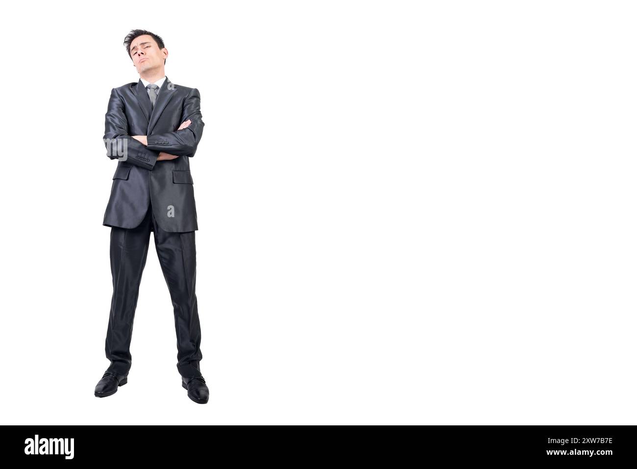 Arrogant man in elegant suit. White background Stock Photo - Alamy