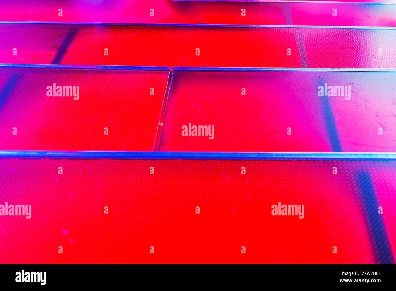 Red illuminated steps on the red stairs at Times Square, Manhattan ...