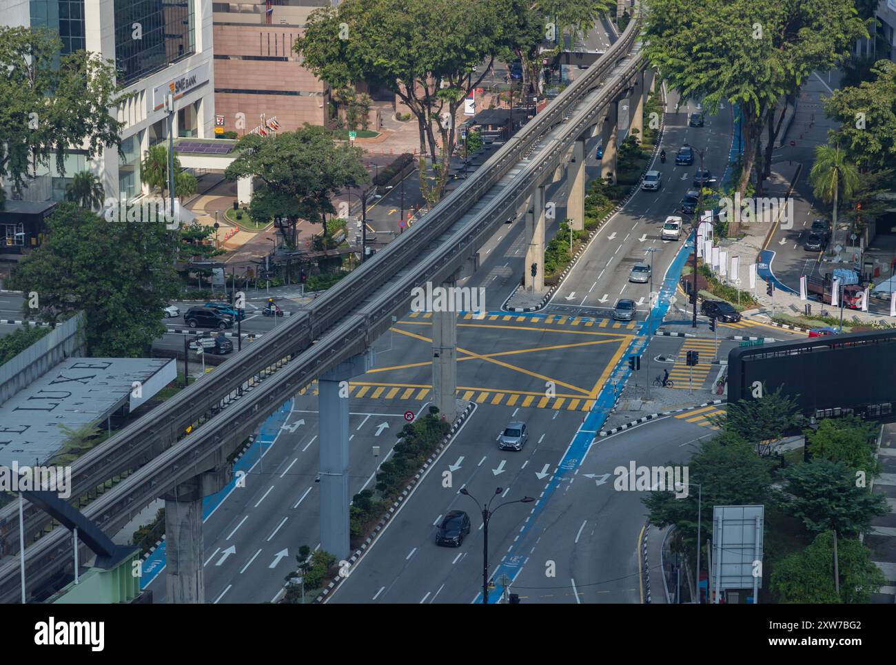 A picture of the Kuala Lumpur transportation infrastructure, depicting ...