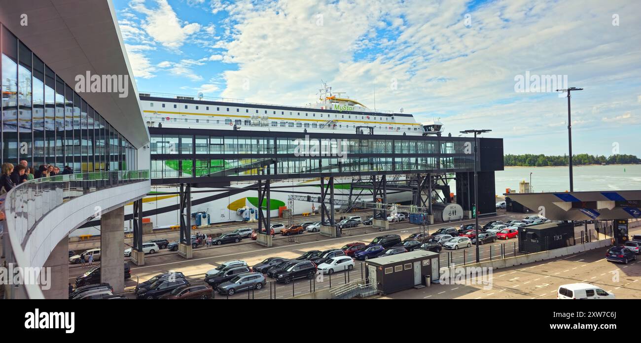 Helsinki, Finland, July 20 2024: Helsinki port west terminal. Vehicles ...