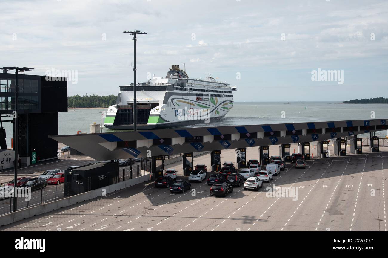 Helsinki, Finland, July 20 2024: Helsinki port west terminal. Vehicles ...