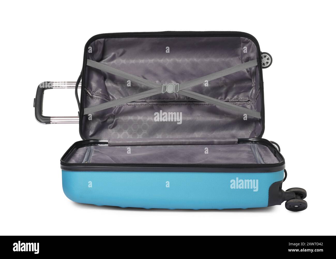 Open empty suitcase for travelling isolated on white Stock Photo - Alamy