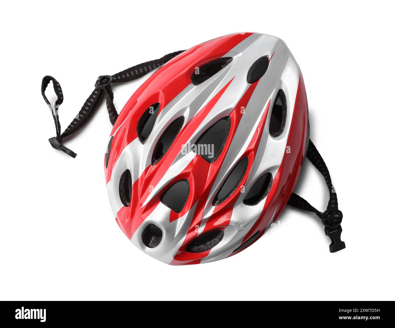 Colorful protective helmet isolated on white, top view Stock Photo - Alamy