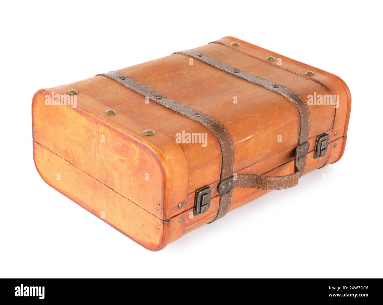 Old suitcase on wooden Cut Out Stock Images & Pictures - Alamy