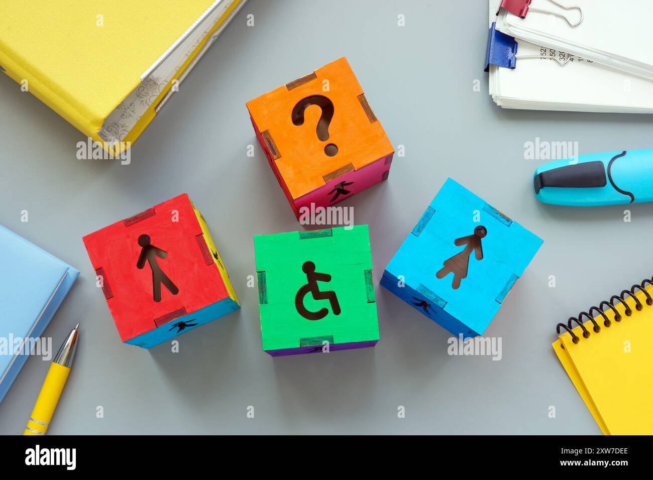 Office desk with cubes symbolizing inclusivity in the workplace ...