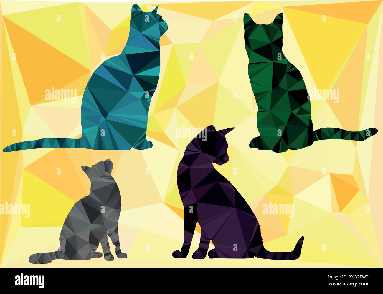 beautiful cats polygon triangle abstract vector illustration artwork ...