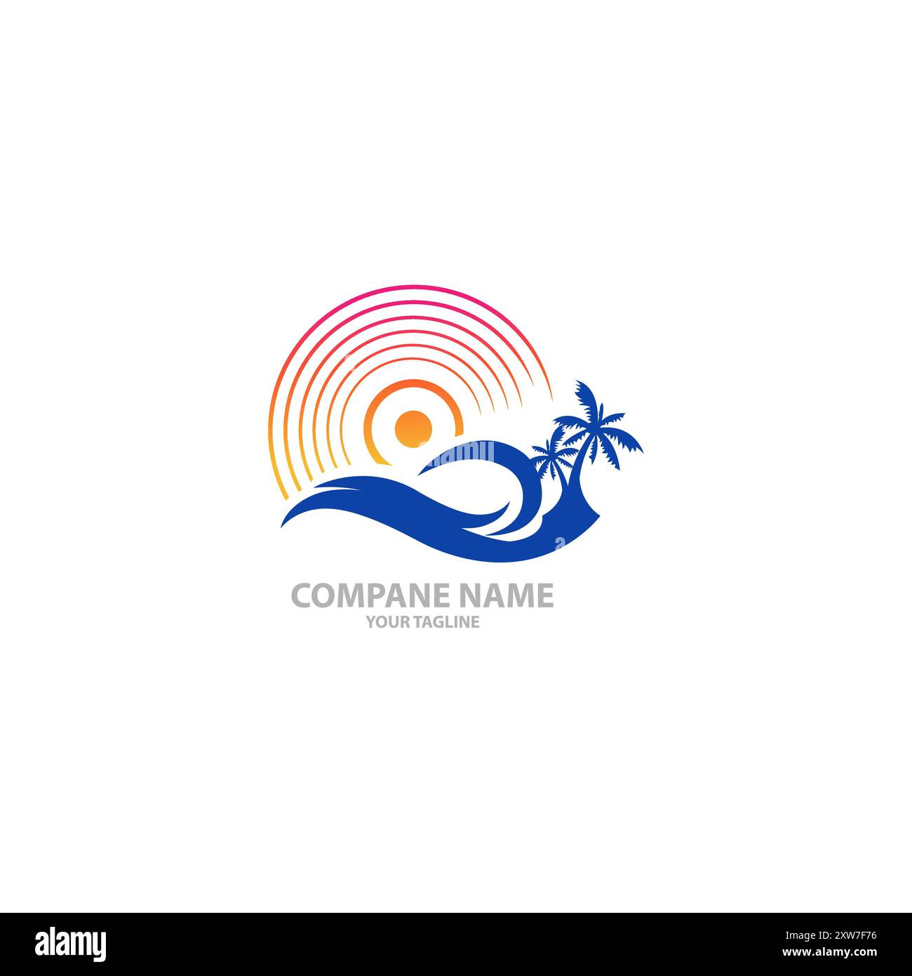 Sunset music wave beach party logo icon design template.EPS 10 Stock ...
