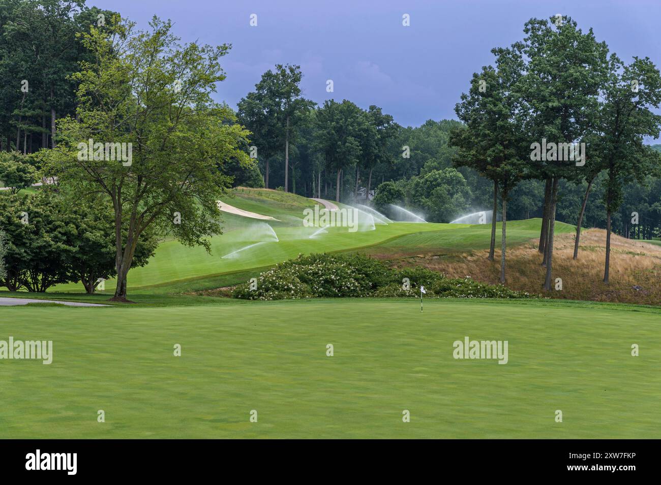 Golf course watering sprinklers, Pennsylvania, USA Stock Photo - Alamy