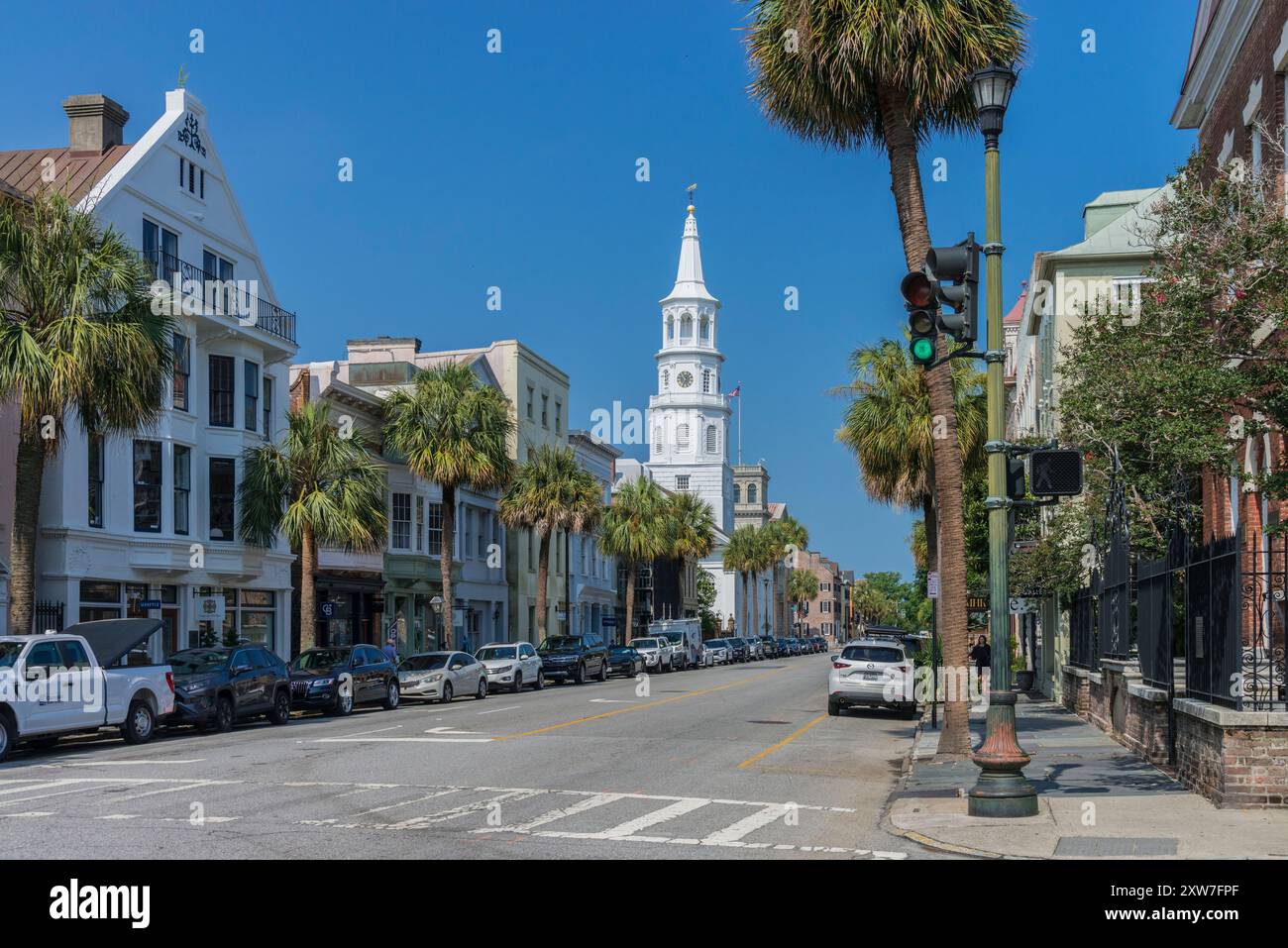Saint Mishaal's church and Broad Street, Charleston South Carolina USA ...