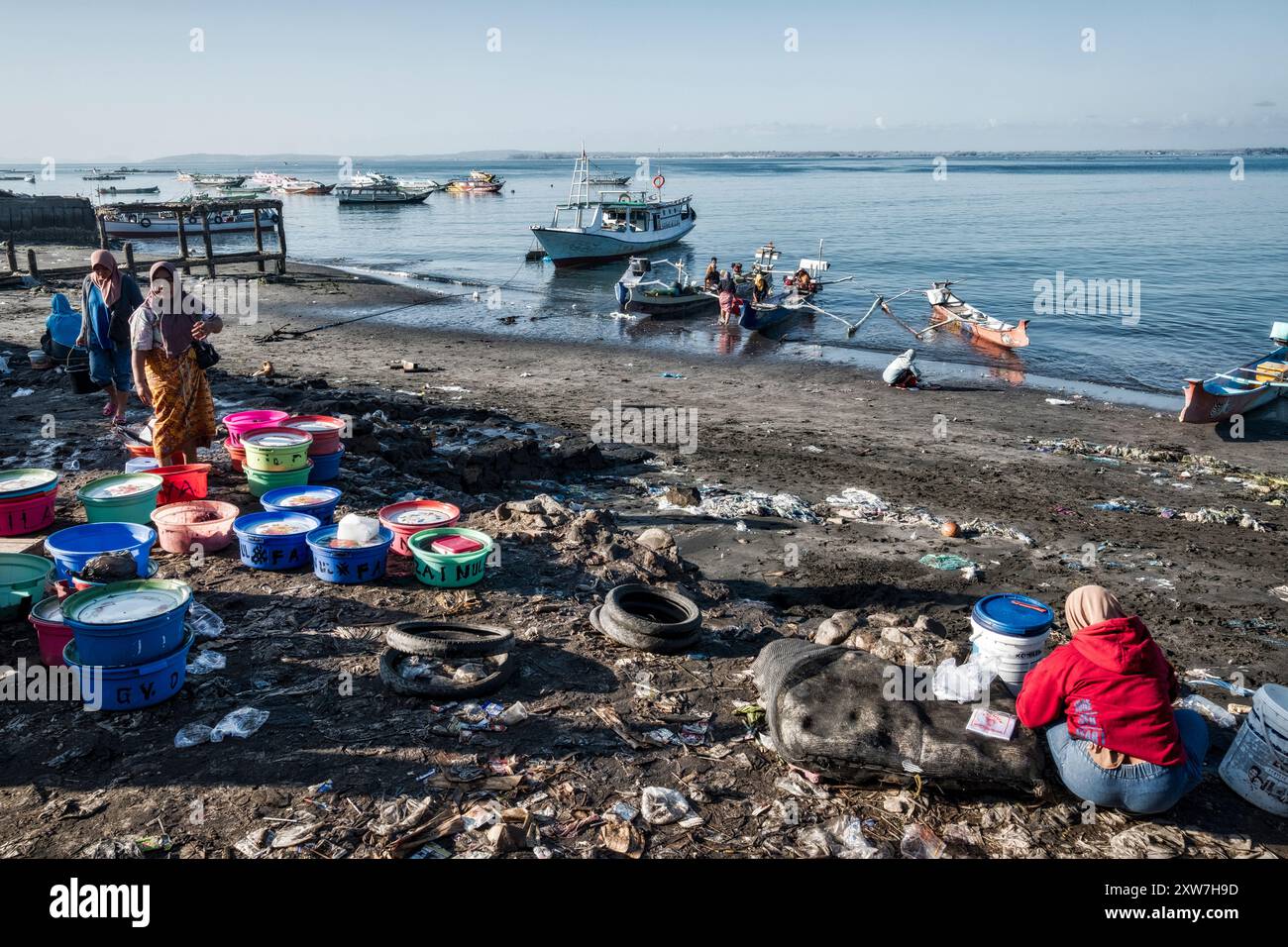 Tanjung Luar Fish market, Luar Cape, Lombok, Indonesia, Asia Stock ...
