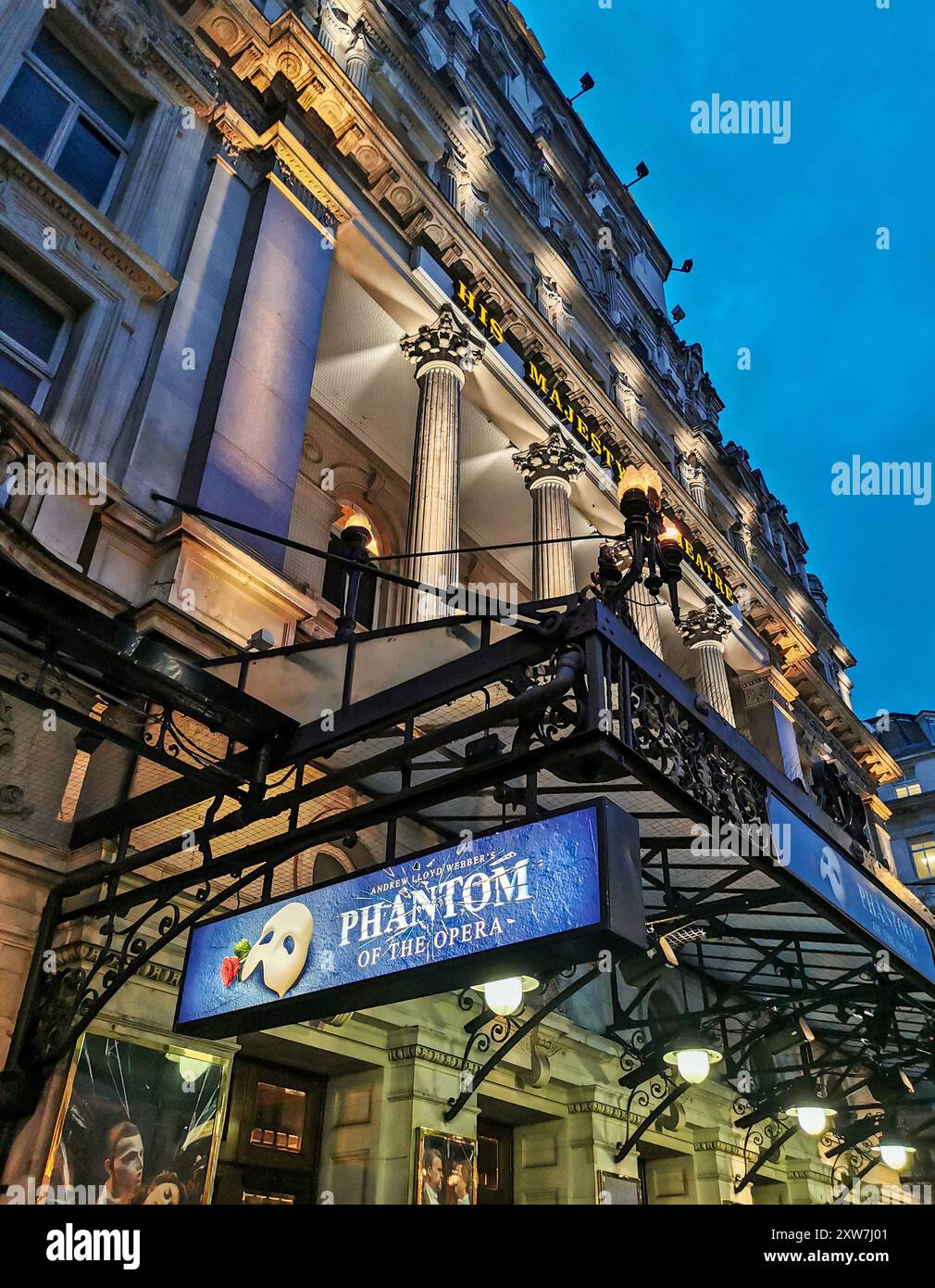 Illuminated billboard of The Phantom of the Opera's musical at the ...