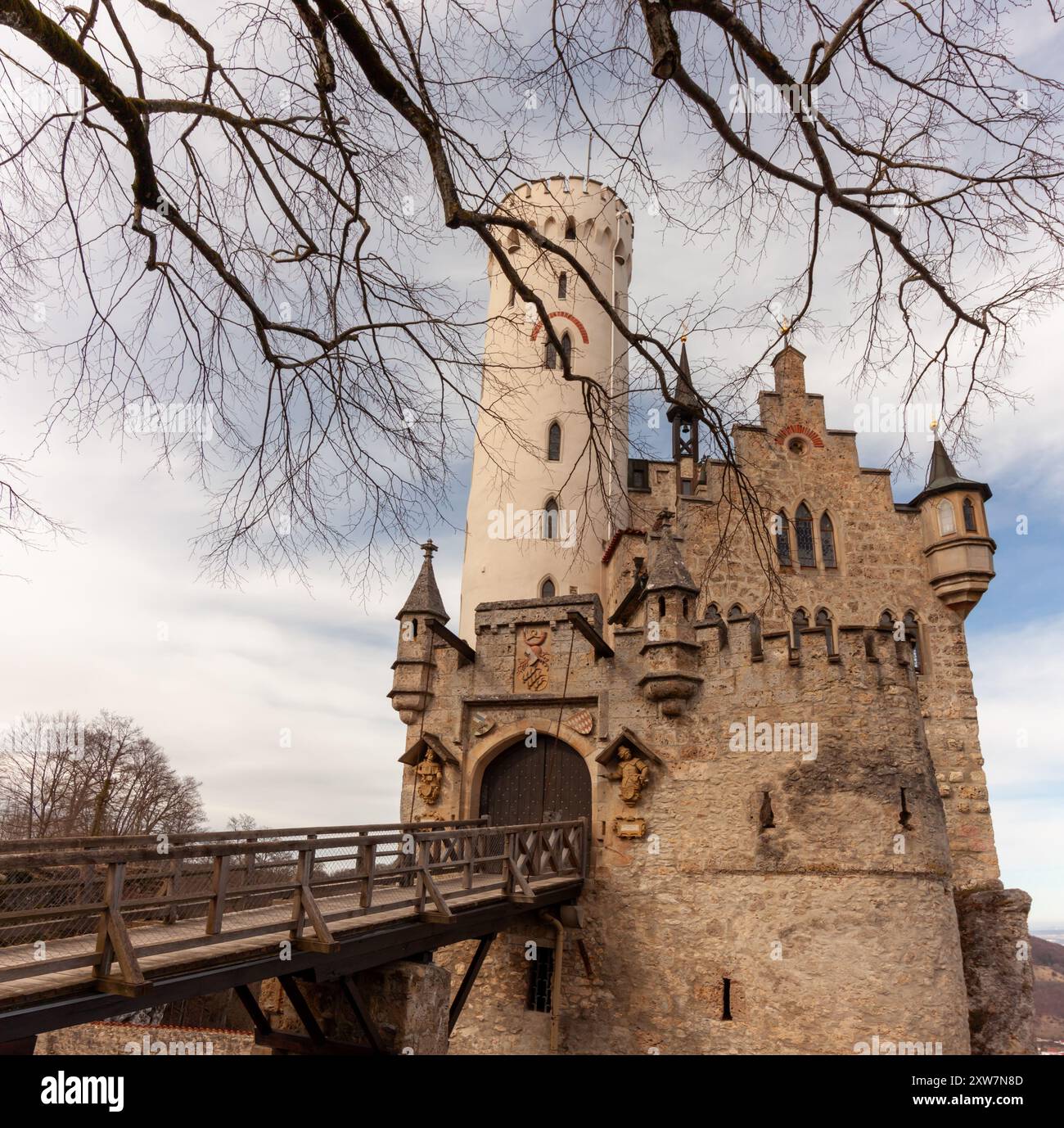 The unique places of the Swabian Alb in Germany. Castle Lichtenstein in ...