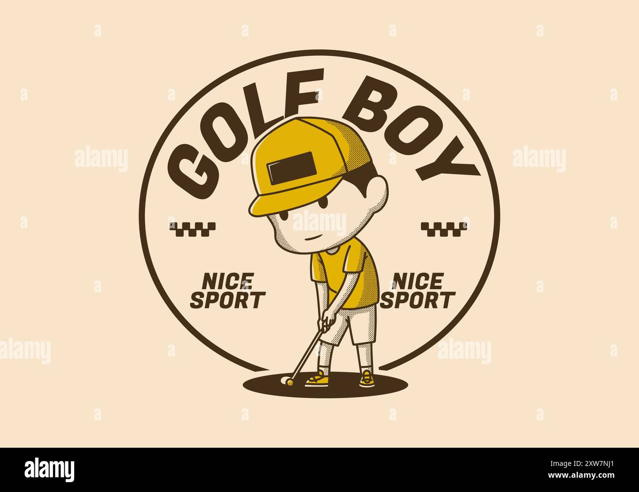 Retro Cute golf boy mascot character illustration Stock Vector Image ...