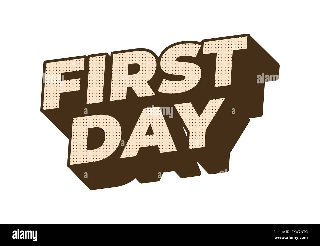 First day. Text effect design in 3D style with modern colors Stock ...