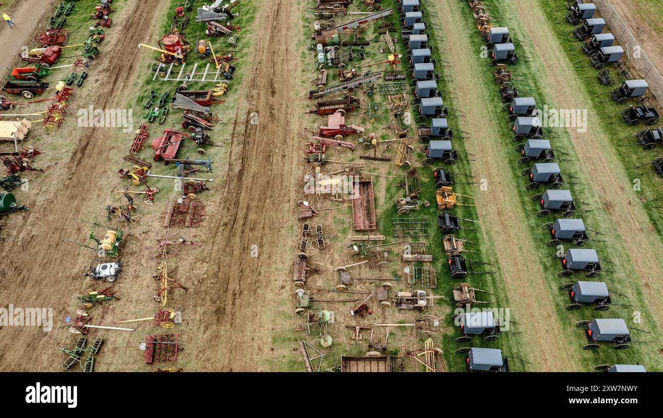 Aerial View Of Multiple Rows Of Horse-Drawn Buggies And Extensive Array ...