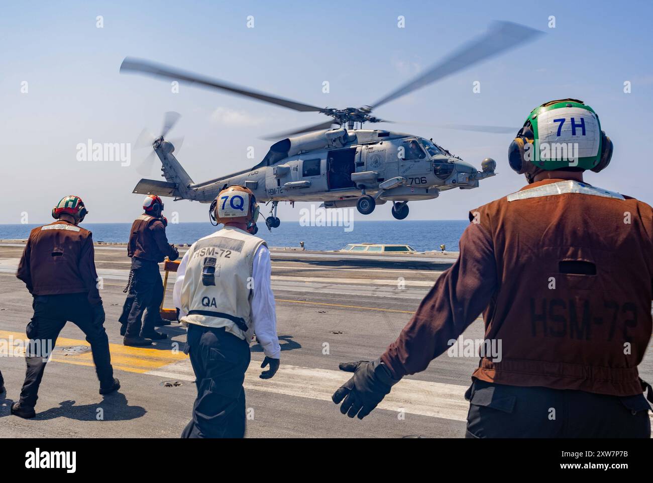 240801-N-JR318-1010 ATLANTIC OCEAN (Aug. 1, 2024) An MH-60R Sea Hawk ...