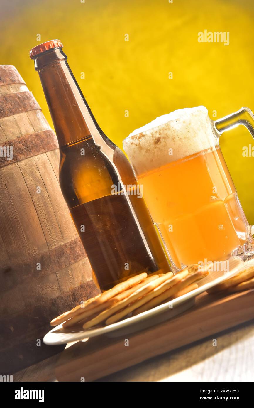 Mug beer on barrel hi-res stock photography and images - Alamy