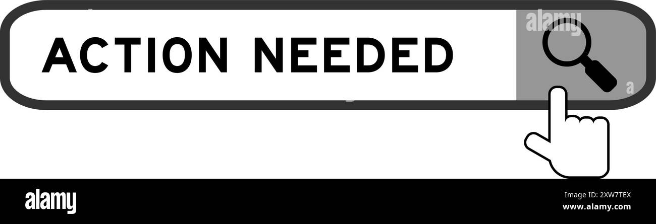 Search banner in word action needed with hand over magnifier icon on ...