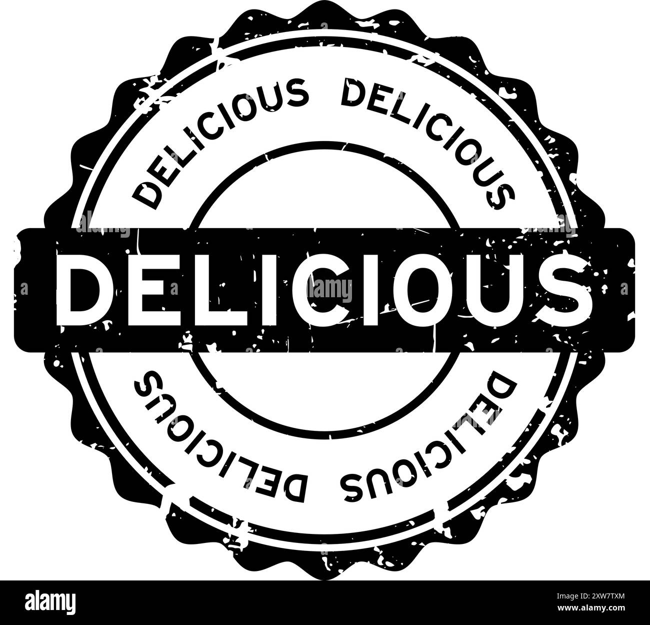 Grunge black delicious word round seal stamp on white background Stock ...