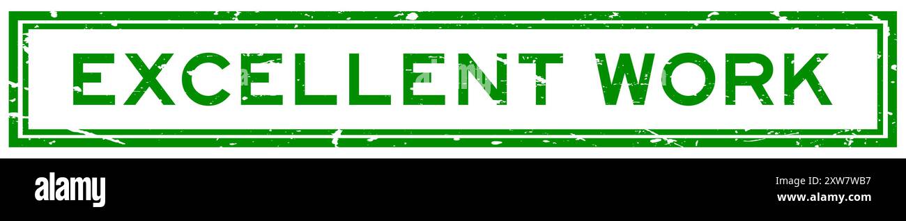 Grunge green excellent work word square rubber stamp in white ...