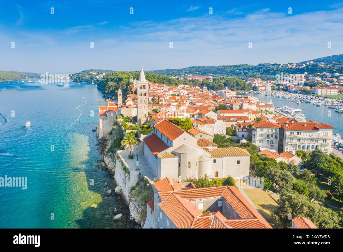 Aerial view of old town of Rab on the Island of Rab, Croatia Stock ...