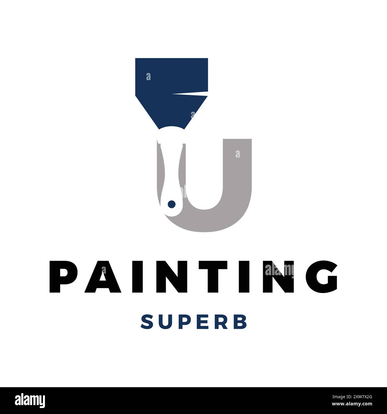 Initial Letter U Painting Icon Logo Design Template Stock Vector Image ...
