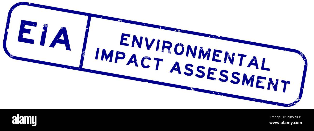 Grunge blue EIA Environmental Impact Assessment word square rubber seal ...