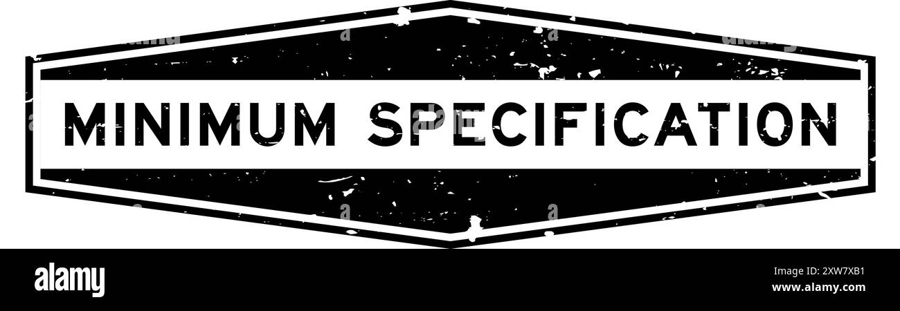 Grunge black minimum specification word hexagon rubber seal stamp on ...