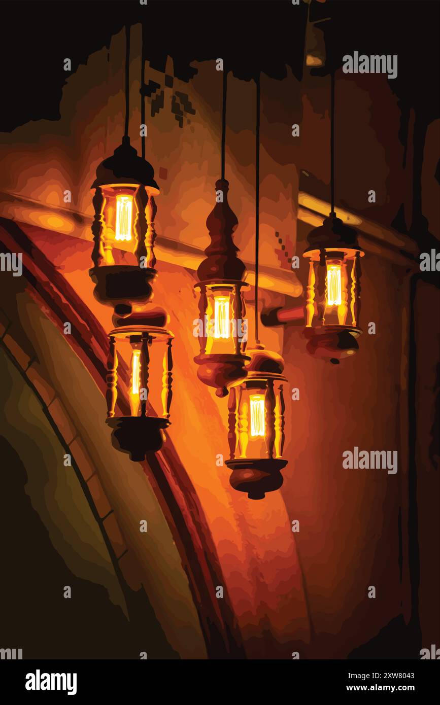 Saudi Arabian style decorative hanging lights Stock Vector Image & Art ...