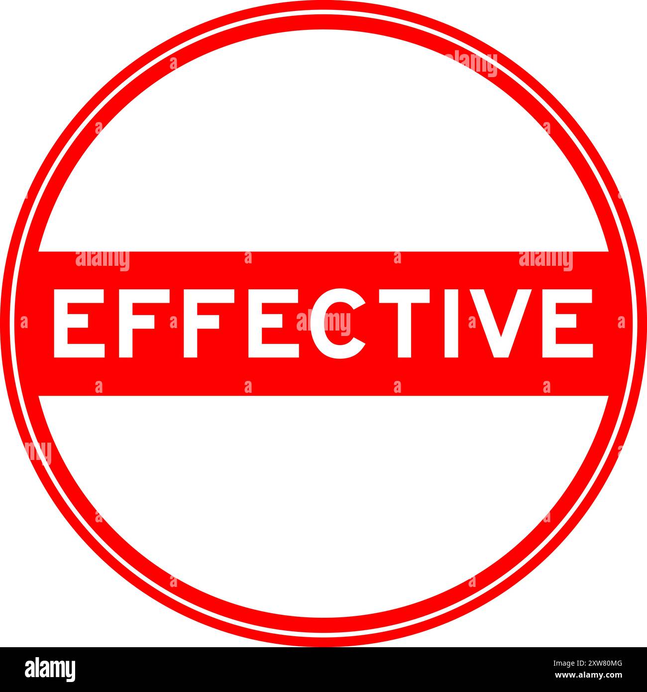 Red color round seal sticker in word effective on white background ...