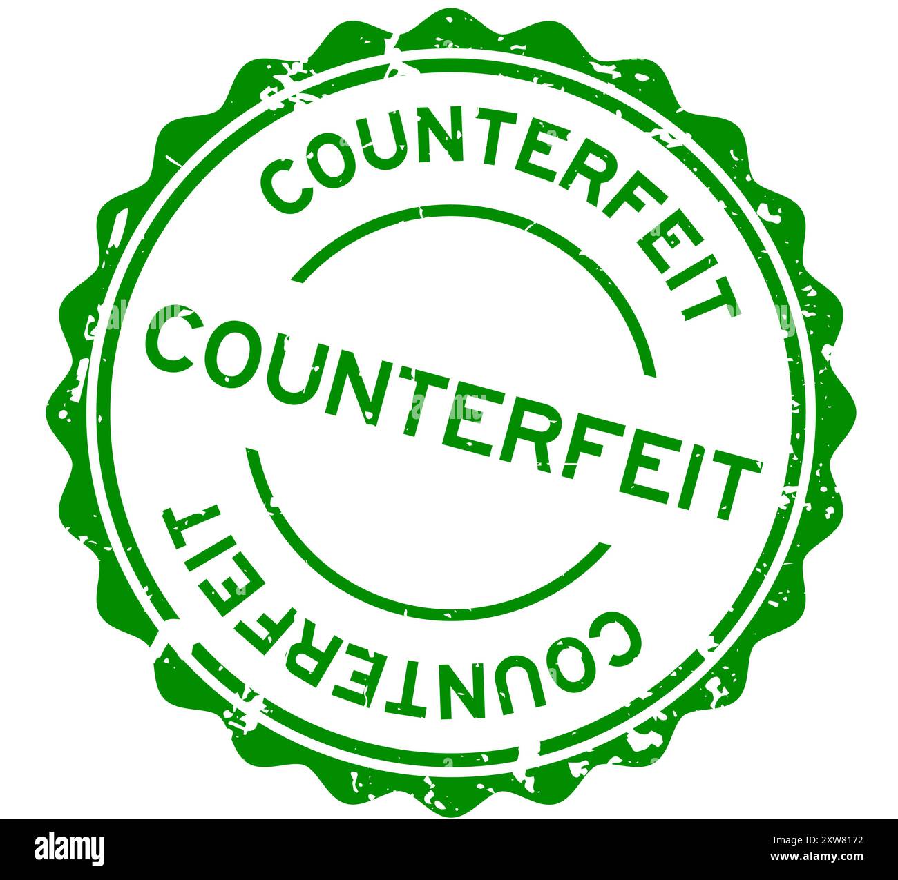 Grunge green counterfeit word round rubber seal stamp on white background Stock Vector Image ...
