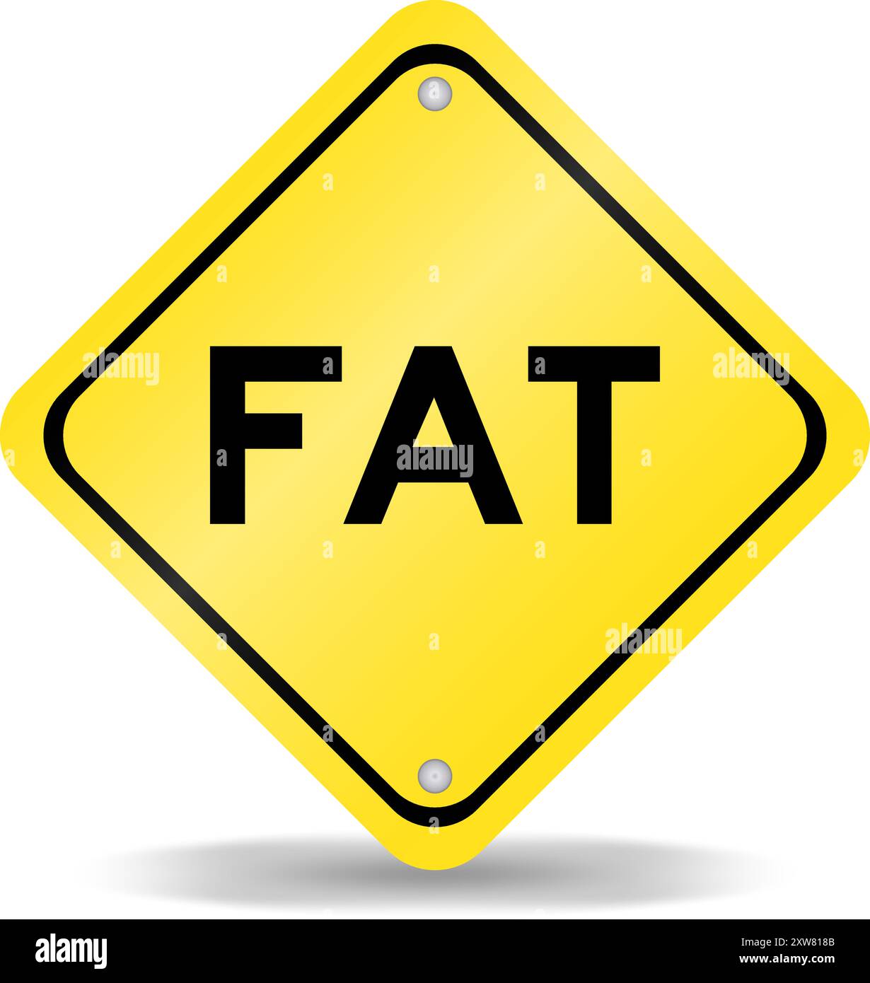 Yellow color transportation sign with word FAT (Obesity or abbreviation ...