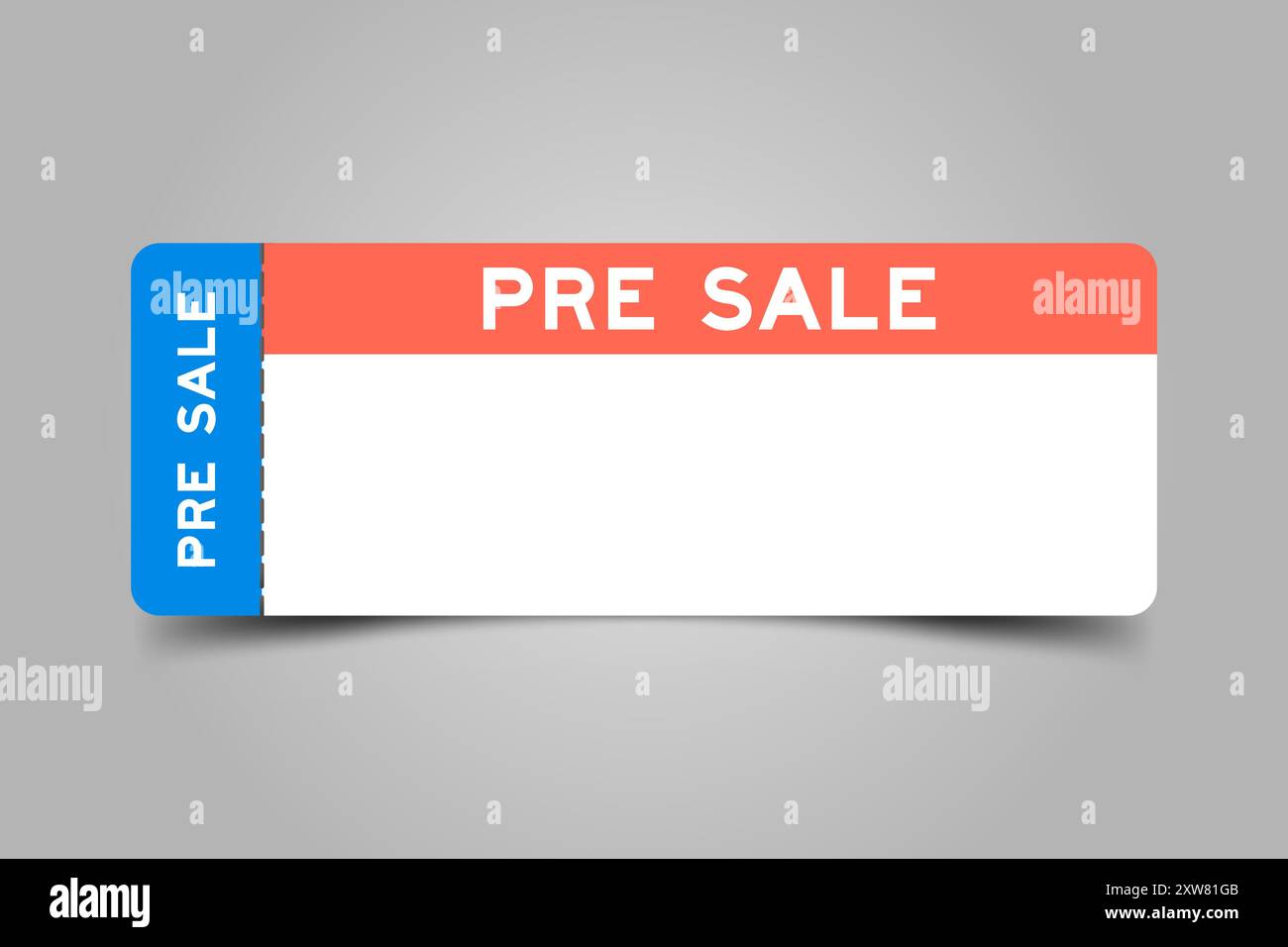 Blue and orange color ticket with word pre sale and white copy space ...