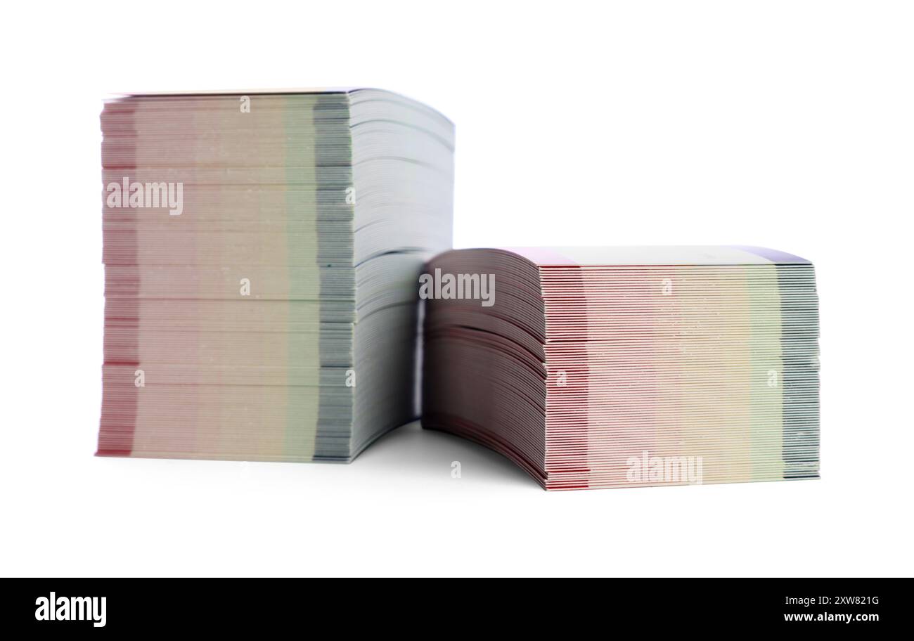 Stacks of business cards isolated on white Stock Photo - Alamy