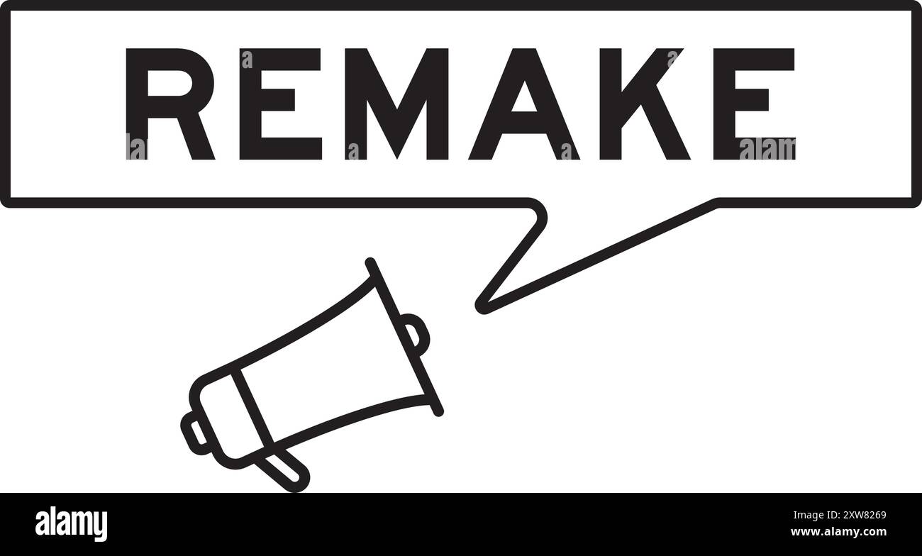 Megaphone icon with speech bubble in word remake on white background ...
