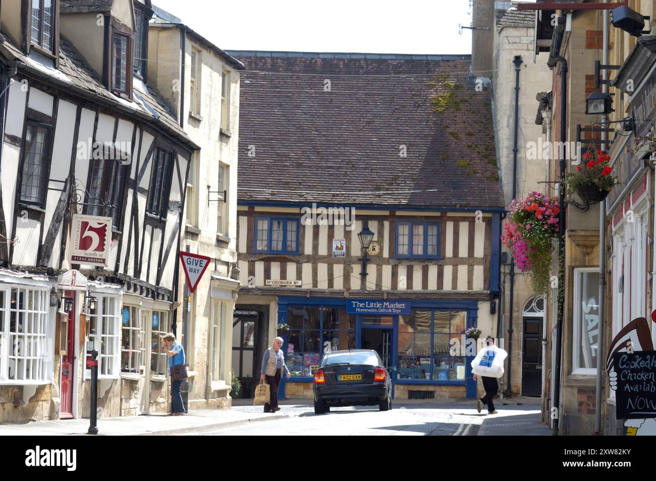 Market Town of Winchcombe showing old and historic buildings Cotswolds ...