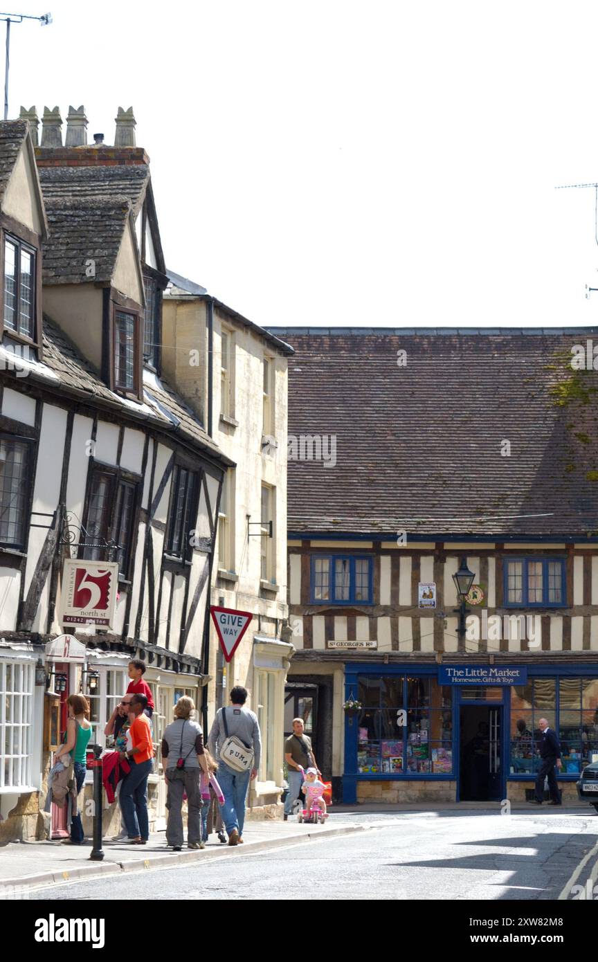 Market Town of Winchcombe showing old and historic buildings Cotswolds ...