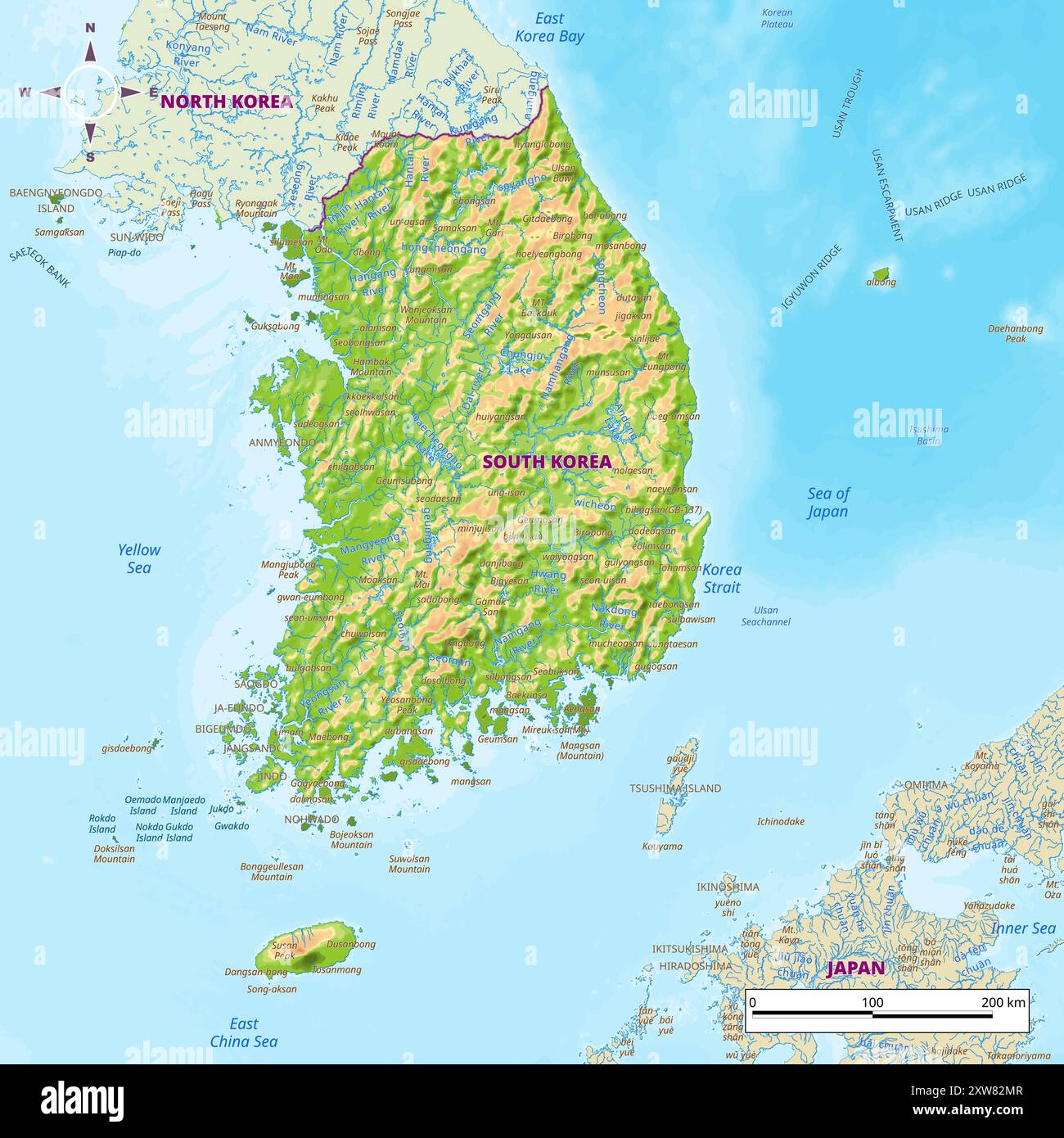 Detailed political map of South Korea Stock Vector Image & Art - Alamy