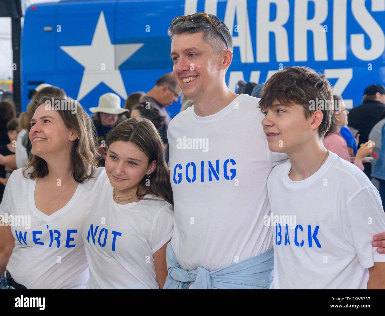Supporters of Vice President Kamala Harris and Governor Tim Walz wait ...