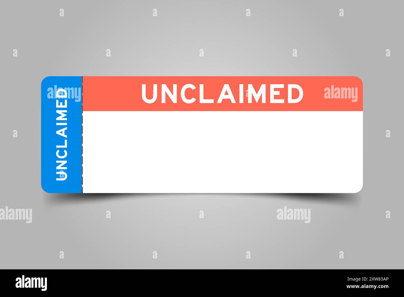 Blue and orange color ticket with word unclaimed and white copy space ...