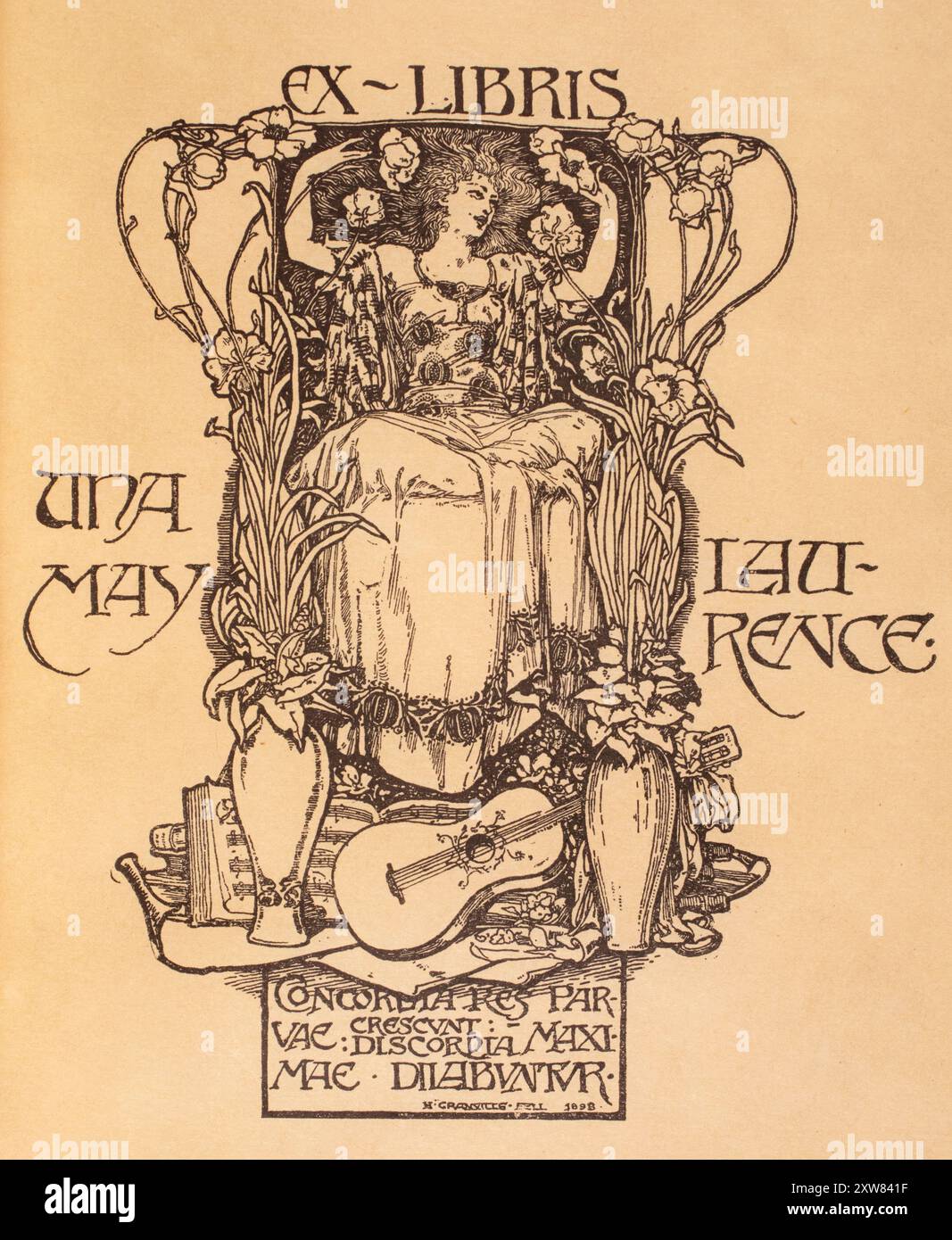 1898 bookplate for Una May Laurence, by British painter, illustrator ...