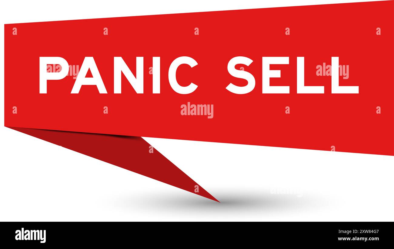 Red color speech banner with word panic sell on white background Stock ...