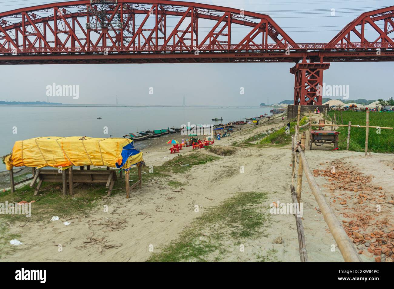 Hardinge Bridge steel railway truss bridge over the Padma River ...