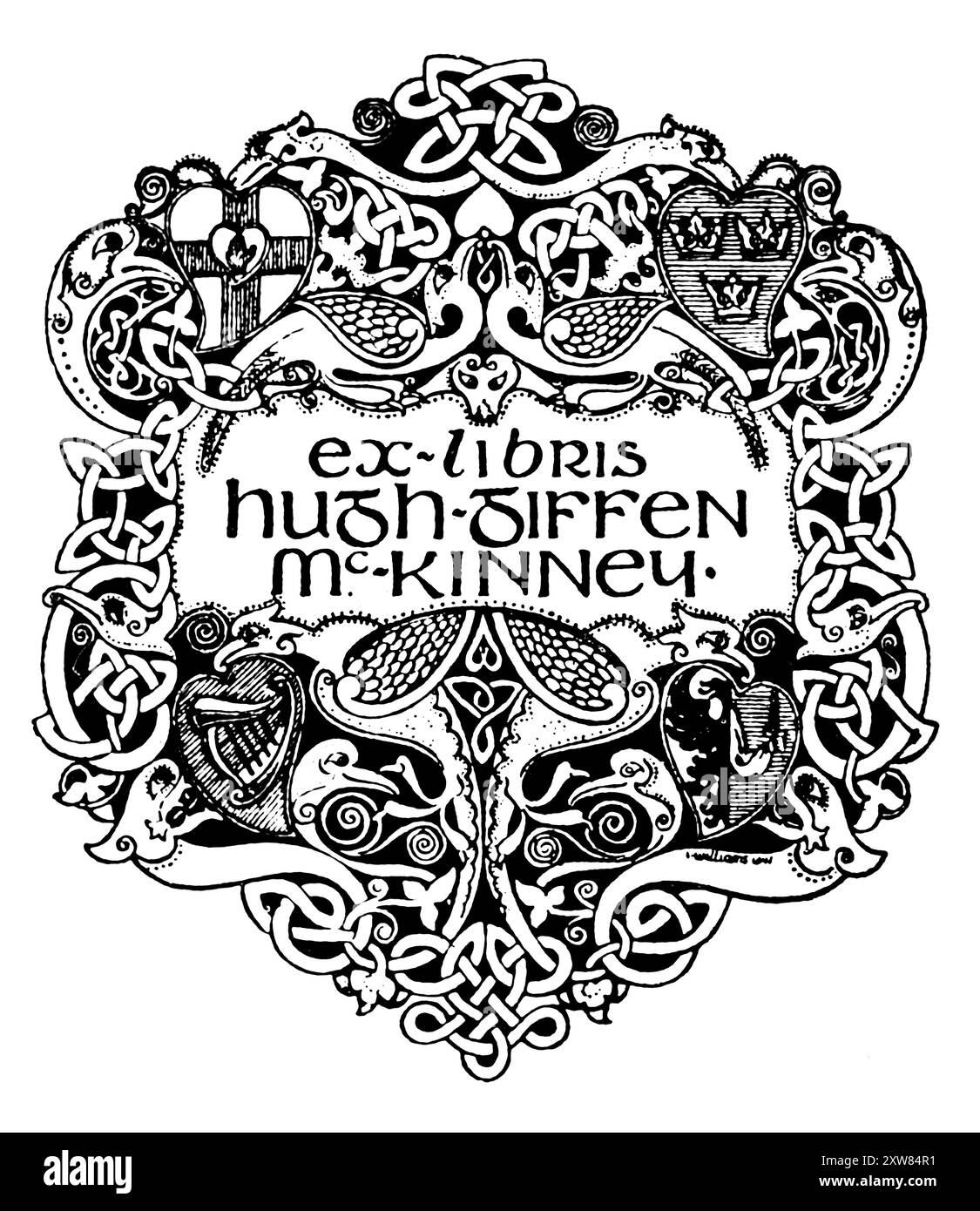 1898 bookplate for Irish, water conservation expert Hugh Giffen ...