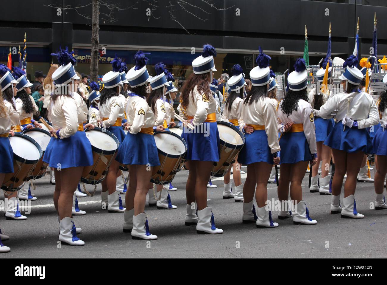 New York, New York - March 17, 2012: Bands line up in preparation to ...