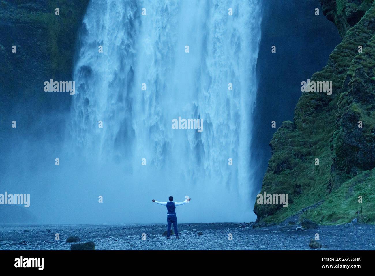 Romantic Elopement in Front of Majestic Icelandic Waterfall Stock Photo ...