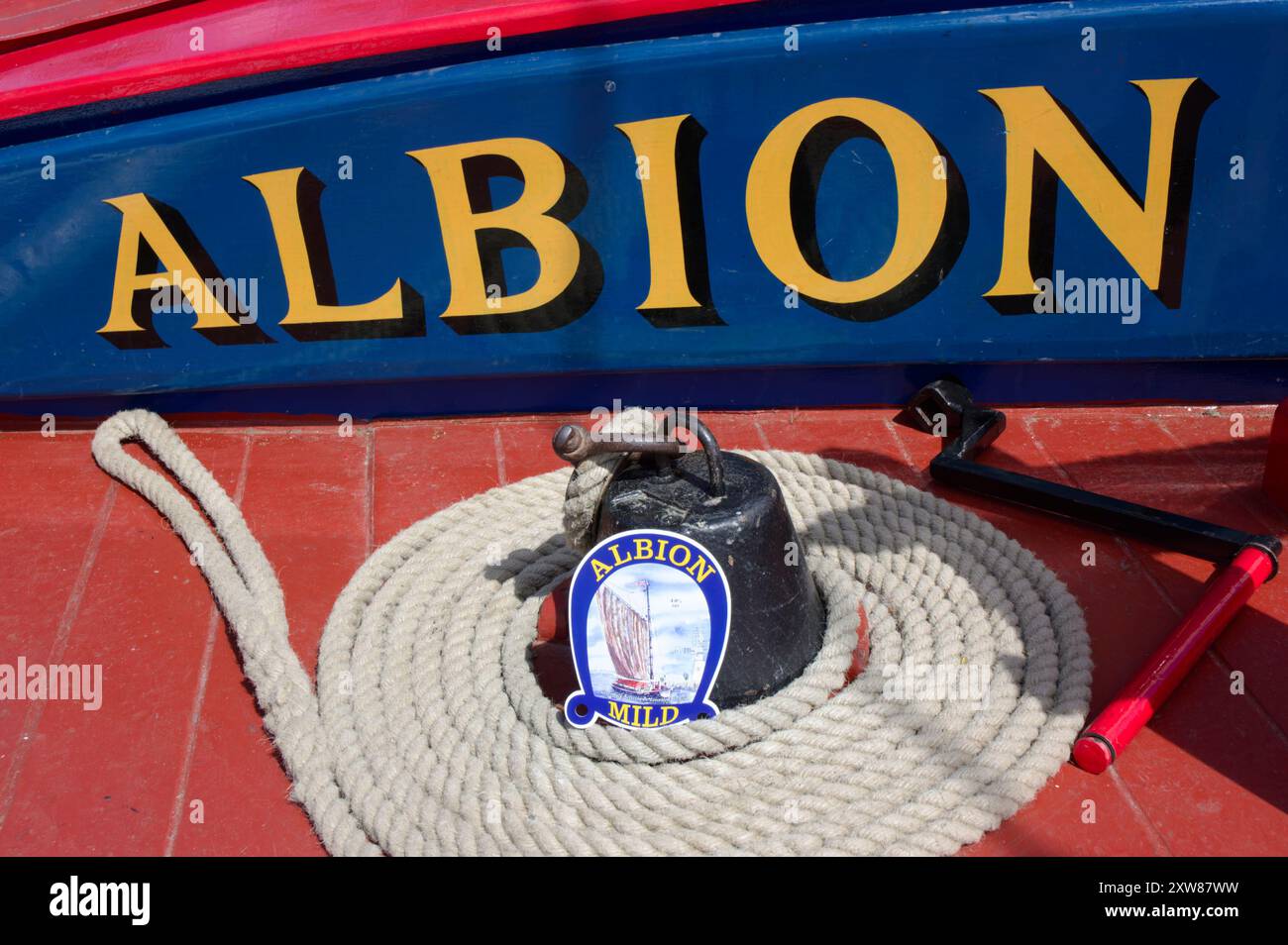 Pump badge for newly launched beer on the forepeak of the historic ...