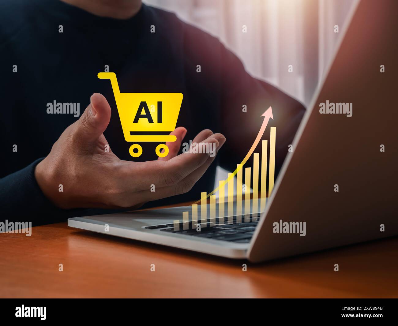 AI marketing tools concept. Artificial intelligence service support for ...