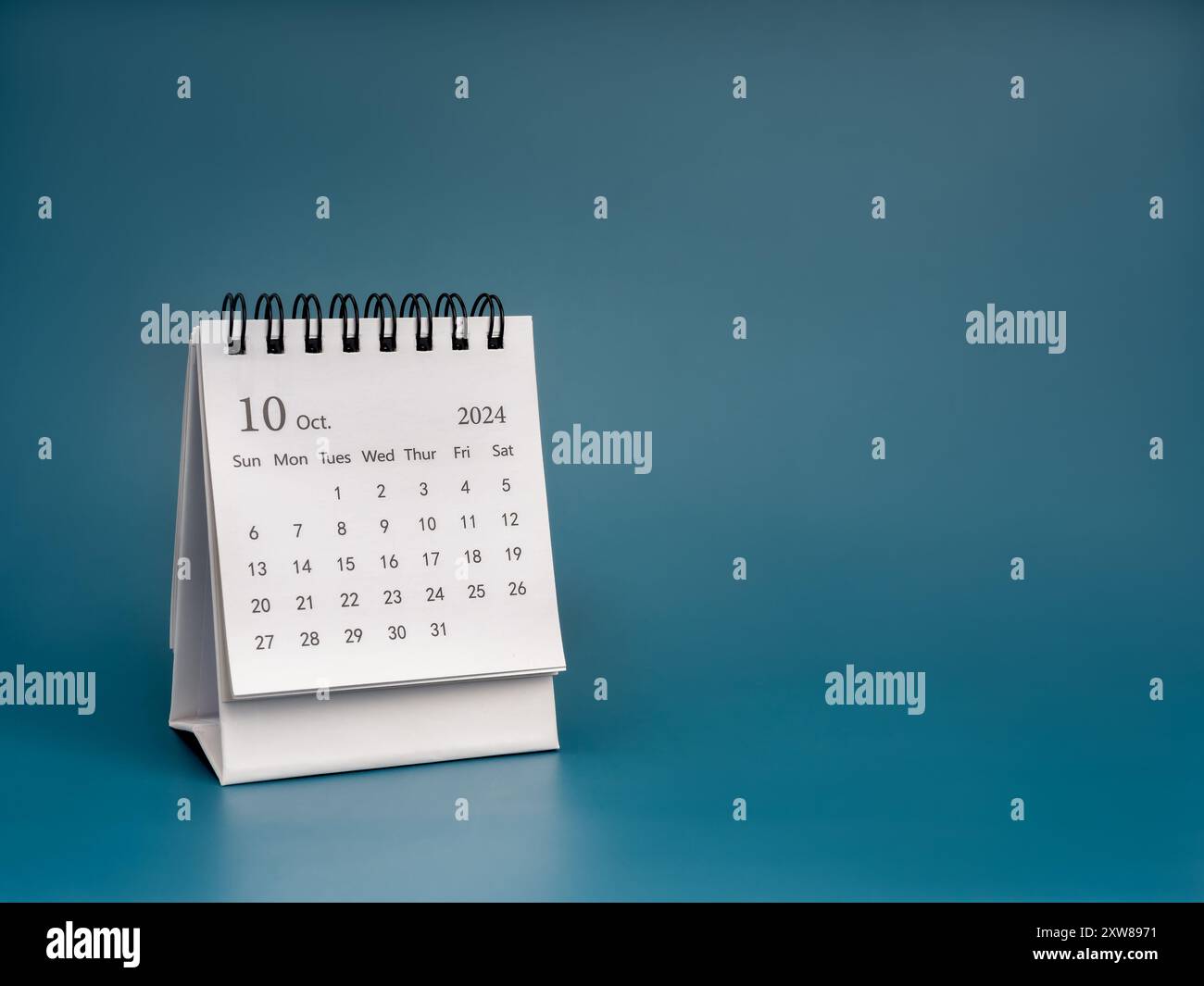 White October 2024 page, desk calendar for plan and reminder isolated ...