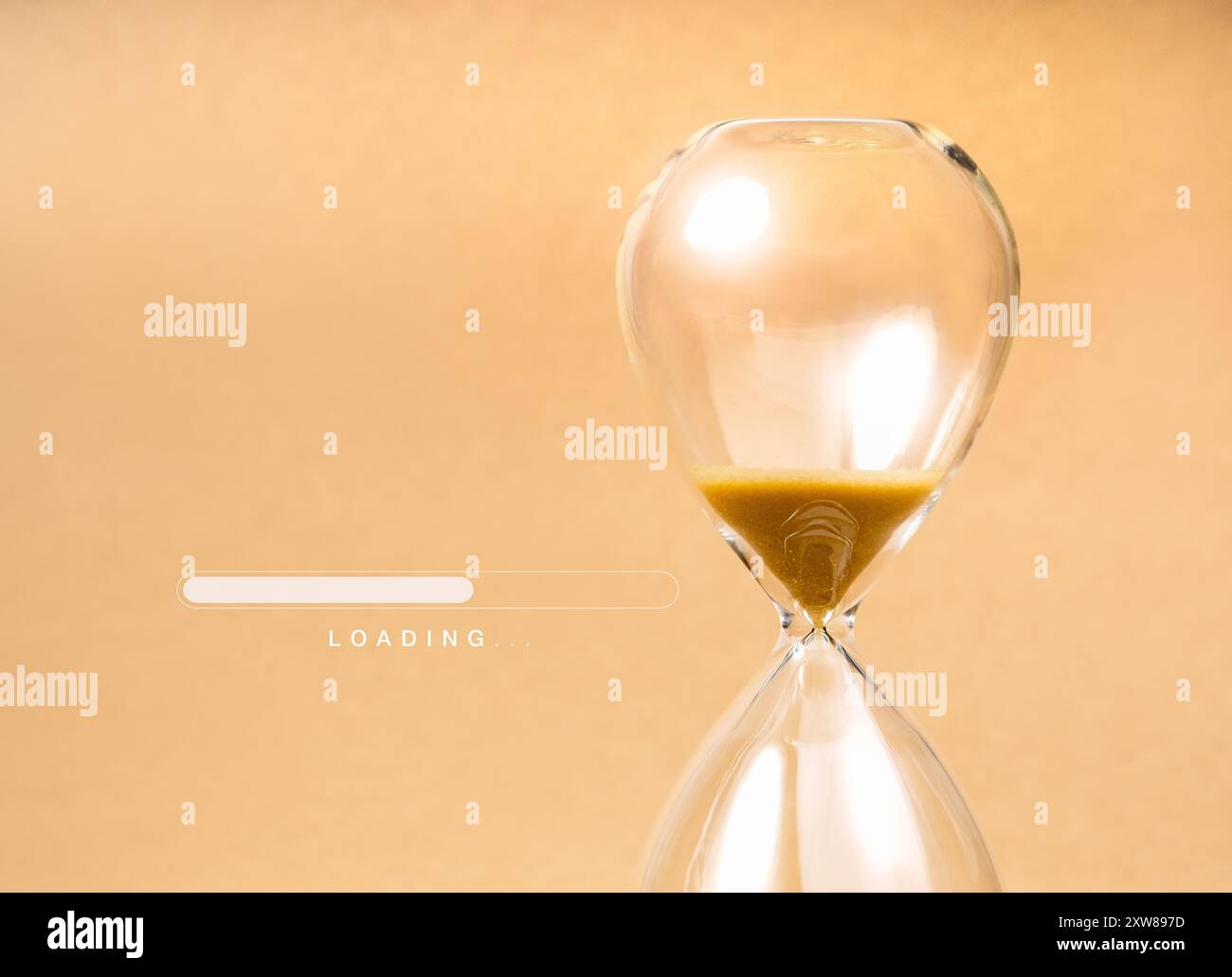 Loading update concept. Text "Loading..." with progress bar near ...